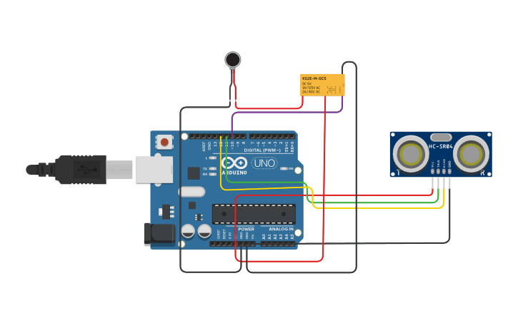Circuit design Pendeteksi Rintangan dengan Aktuator Motor Getar - Tinkercad
