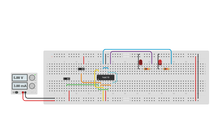 Circuit design Synchronous 2-bit | Tinkercad