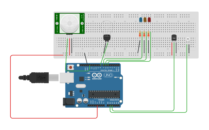 Circuit design Sistema di illuminazione automatico - Tinkercad