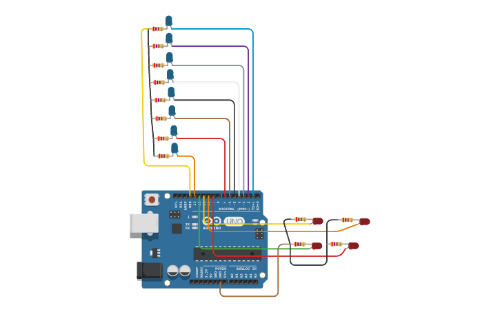 Circuit design Ghostbusters Proton pack lighting - Tinkercad