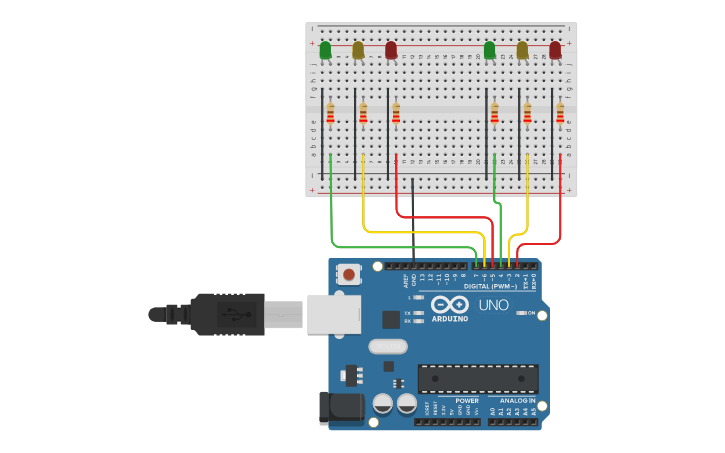 Circuit design semaforo con arduino - Tinkercad