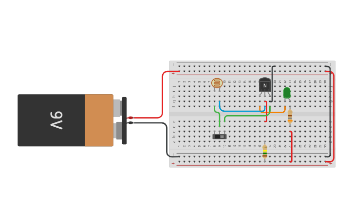 Circuit design Transistor NPN em conjunto LDR - Tinkercad