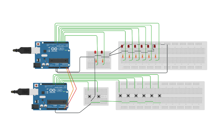 Circuit design Final 8CHANNEL I2C drukknop - led | Tinkercad Circuit design Final 8CHANNEL I2C drukknop - led | Tinkercad