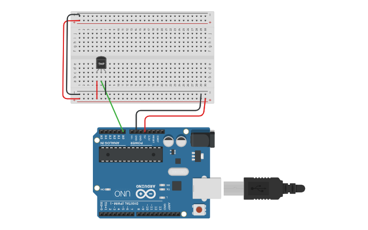 Circuit design TMP36 | Tinkercad