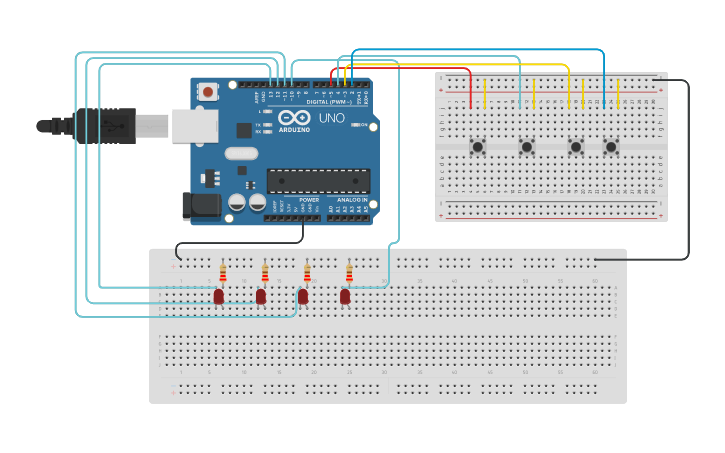 Circuit design Accensione led con array | Tinkercad