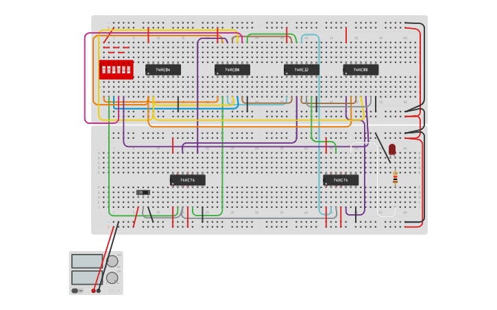 Circuit design PISO | Tinkercad