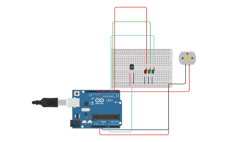 Circuit design Sensor de temperatura con ventilacion | Tinkercad