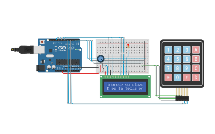 Circuit design Copy of LCD y teclado - Tinkercad
