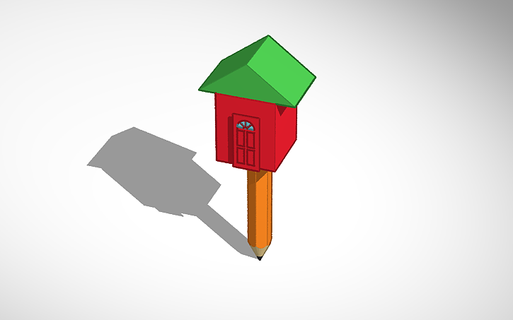 3D design House Pencil Topper - Tinkercad
