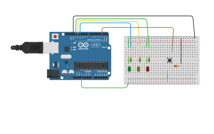 Circuit design Pushbutton LED _2 - Tinkercad