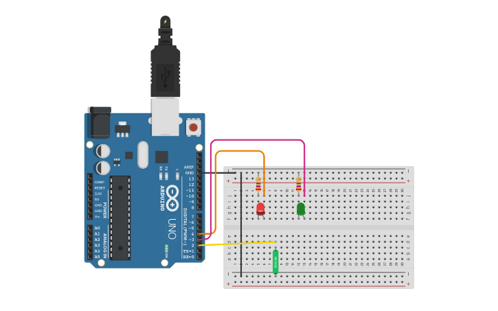 Circuit design LAB 6 SENSORES Y ACTUADORES | Tinkercad