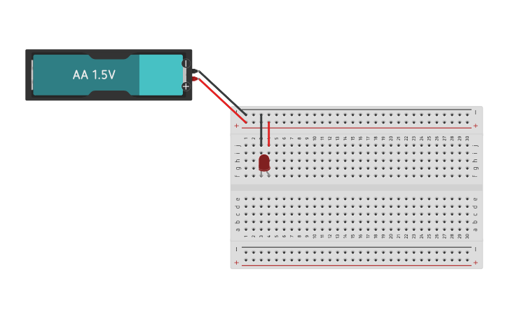 Circuit design closed circuit with LED | Tinkercad