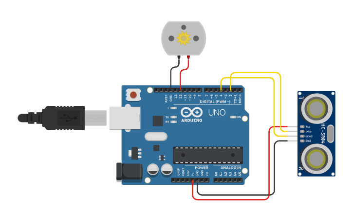 Circuit design Rangkaian Palang Kereta Api - Tinkercad
