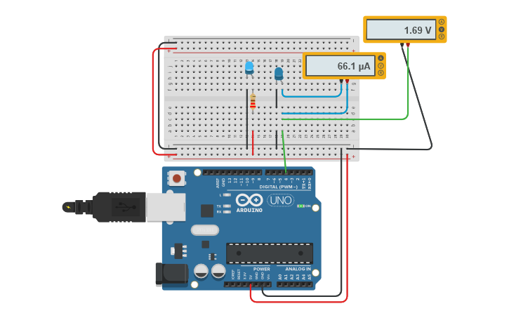 Circuit design Pull-Up Widerstand - Tinkercad