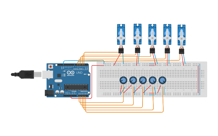 Circuit design 5_SERVOS_POTENCIOMETROS - Tinkercad