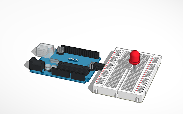 3d Design Arduino Com Breadboard E Led Tinkercad