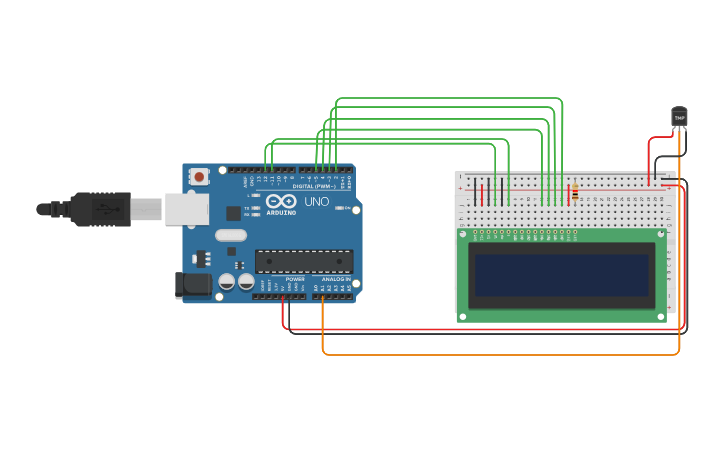 Circuit design temperature monitoring system - Tinkercad