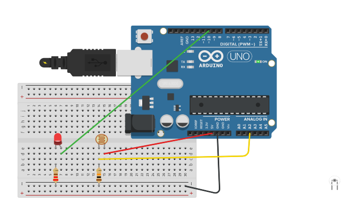 Circuit design LDR | Tinkercad