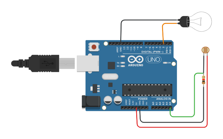 Circuit design Copy of Lâmpada com LDR | Tinkercad