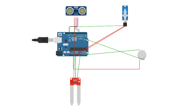 Circuit design smart waste segrigation - Tinkercad