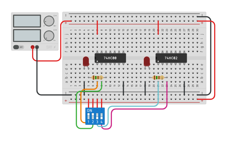 Circuit design Circuito combinacional : portas NAND e NOR - Tinkercad