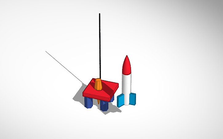 3D design Rocket with Launch Pad - Tinkercad