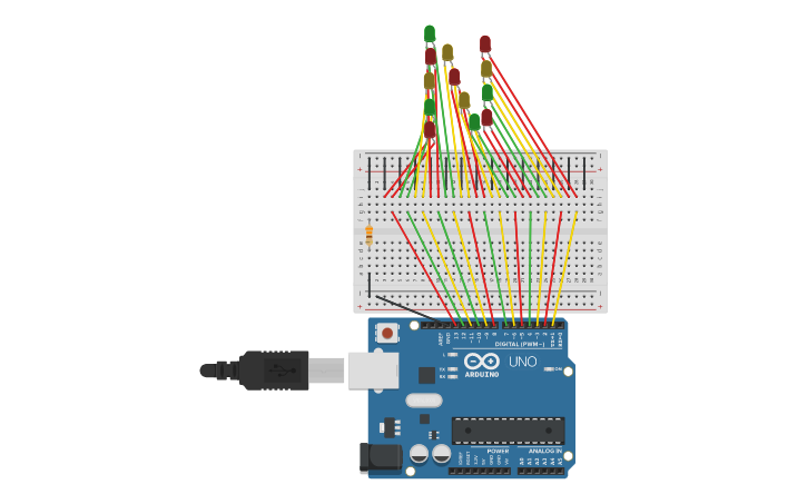 Circuit design Letra N en Arduino practica | Tinkercad