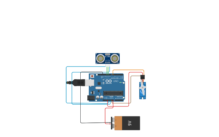 Circuit design Smart Dustbin - Tinkercad