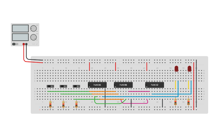 Circuit design FULL ADDER USING BASIC GATE | Tinkercad