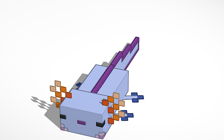 3D design Minecraft axolotl blue - Tinkercad