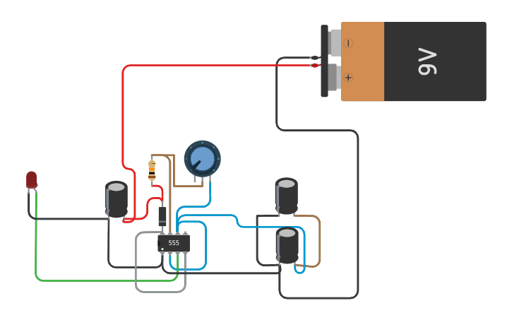 Circuit design motorbike led flasher with adjustable flash rate - Tinkercad