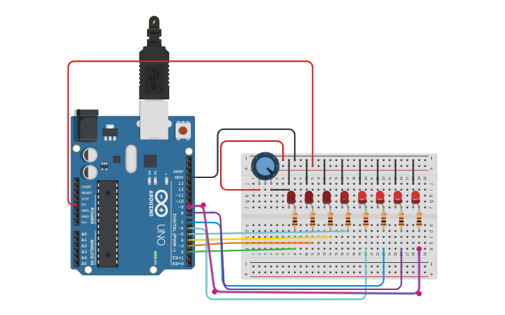 Circuit Design Arduino Chaser Tinkercad
