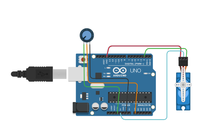 Circuit Design การปรับค่า Servo Motor ด้วยค่าของ Vr Tinkercad