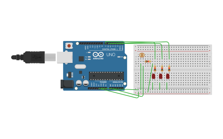Circuit design Sensor LDR - Arduino - Tinkercad