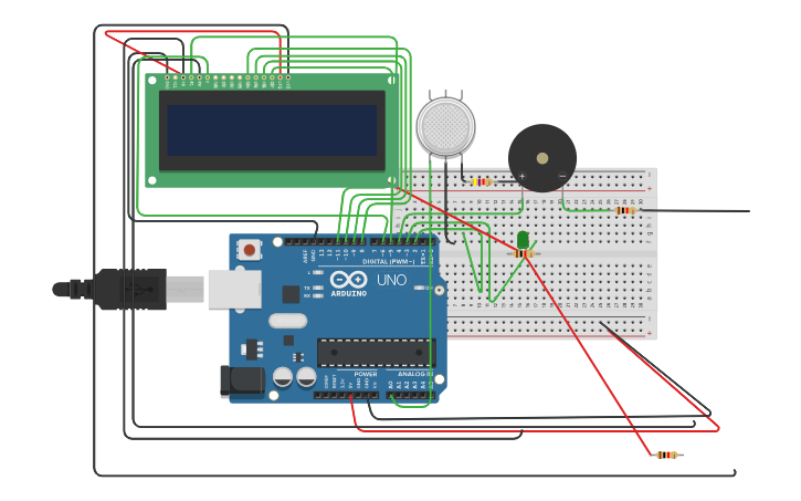 Circuit design sensor de gas | Tinkercad