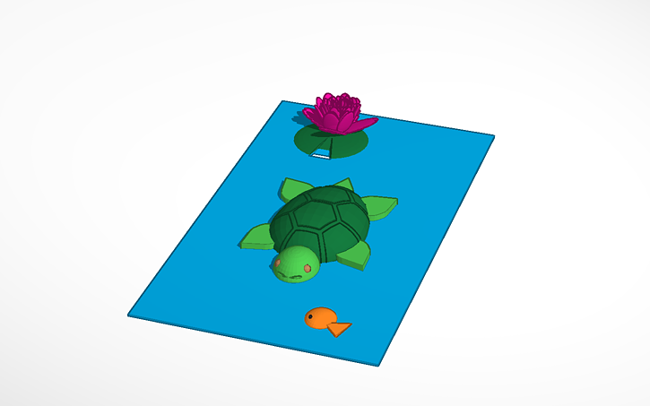 3D design Turtle in a pond - Tinkercad