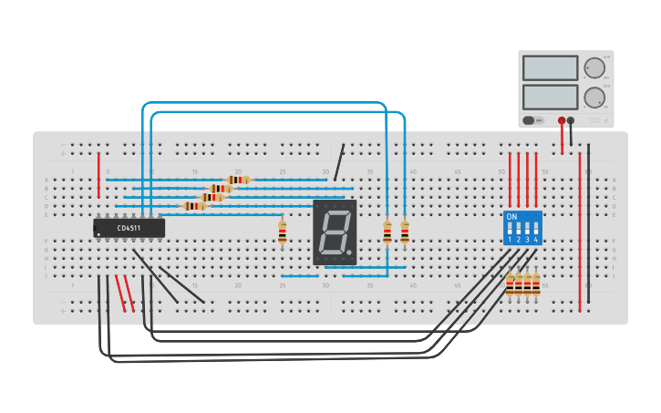 Circuit design BCD 7 Segment Common Cathode - Tinkercad