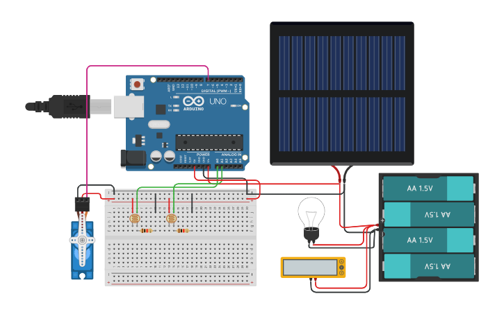 Circuit design Solar Tracker - Tinkercad
