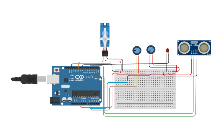 Circuit design Automatic Brake System - Tinkercad