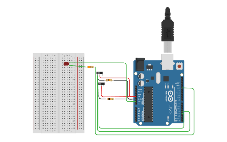 Circuit design en poort - Tinkercad