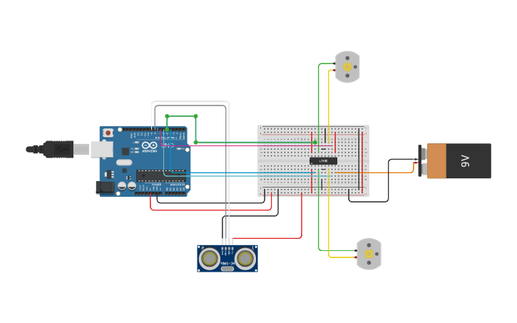 Circuit Design Obstacle Avoidance Robot Tinkercad