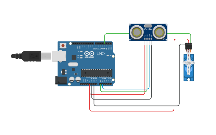Circuit design ALAT HANDSANITIZER OTOMATIS - Tinkercad