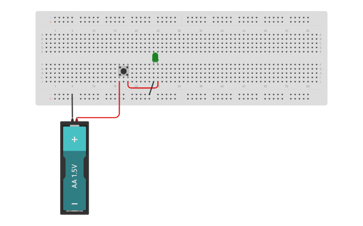 Circuit design LED with pushbutton - Tinkercad