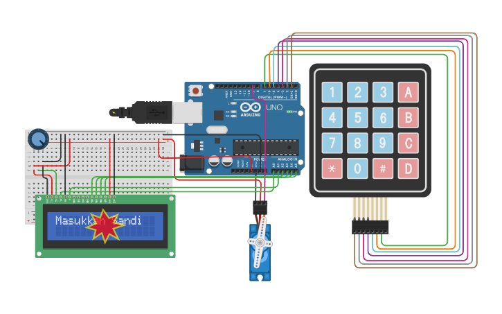 Circuit Design Pintu Otomatis Rina Tinkercad