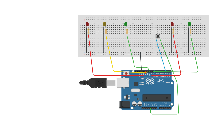 Circuit design EXP 3 ISE0012 TRAFFIC CONTROL SYSTEM | Tinkercad