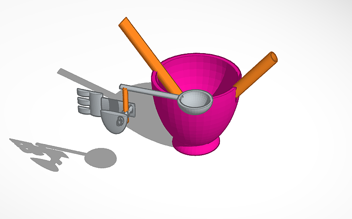 3D design Double Straw Bowl and Fork, Knife, Spoon - Tinkercad