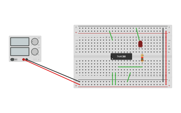 Circuit design 74HC00 - Tinkercad