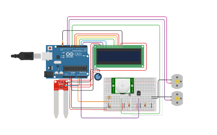 Circuit design Sistema de riego - Tinkercad