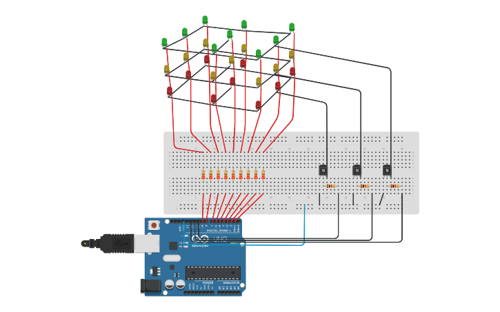 Circuit design Matriz Led 3x3x3 Intermitente - Tinkercad