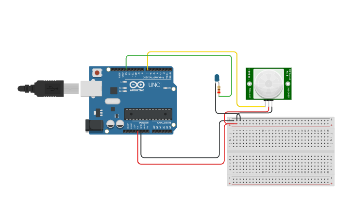 Circuit Design Arduino Pir Motion Detector Project Tinkercad